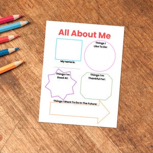 All About Me Worksheet for Preschool Student Instant Download Activity ...