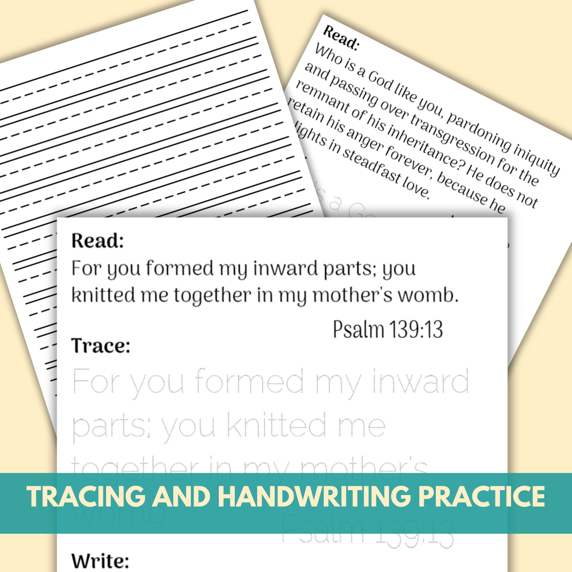 Handwriting Bundle for Kids Letter Tracing Practice Scripture Memory ...