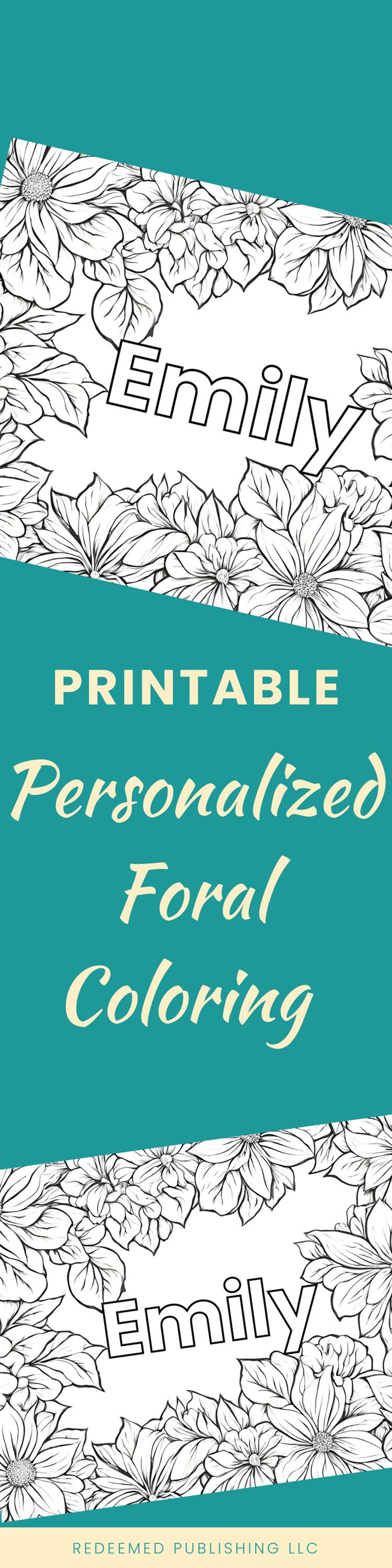 Custom Name Floral Coloring for Children Mindfulness and Relaxation ...