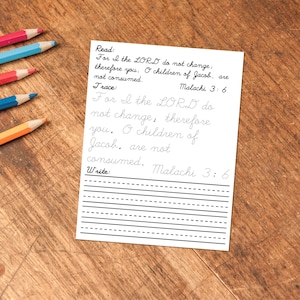Bible Verse Cursive Writing Activity for Kids Homeschool Worksheet for ...