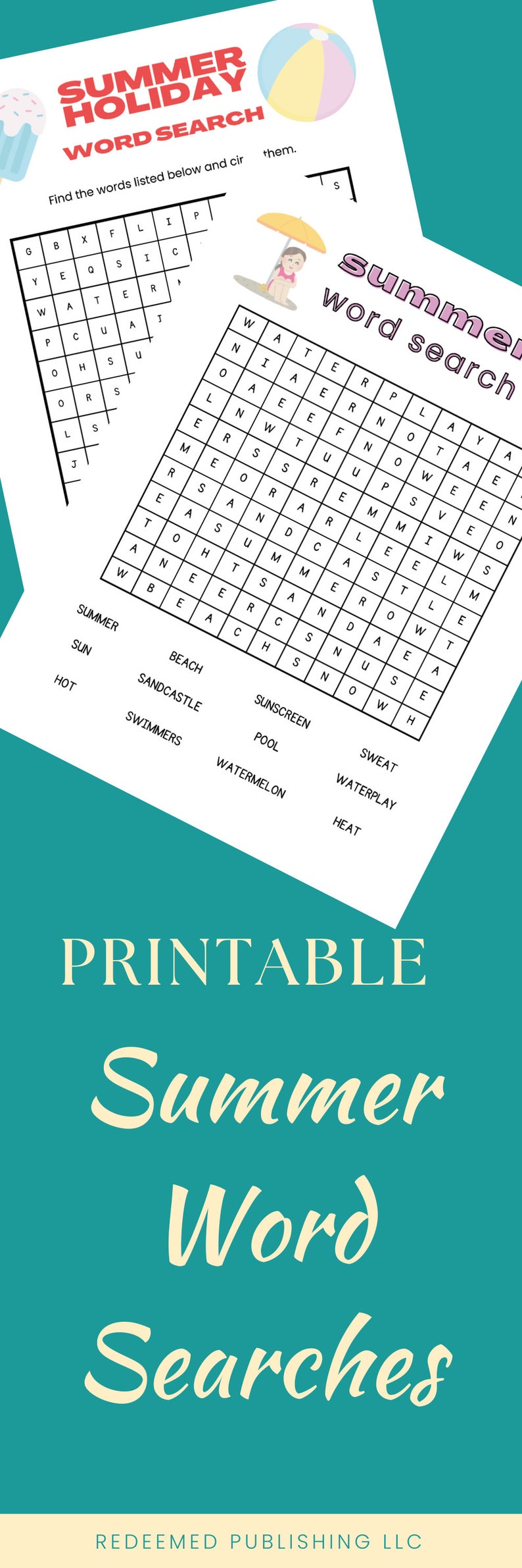 Summer Word Searches for Kids Instant Download Activities Summer ...