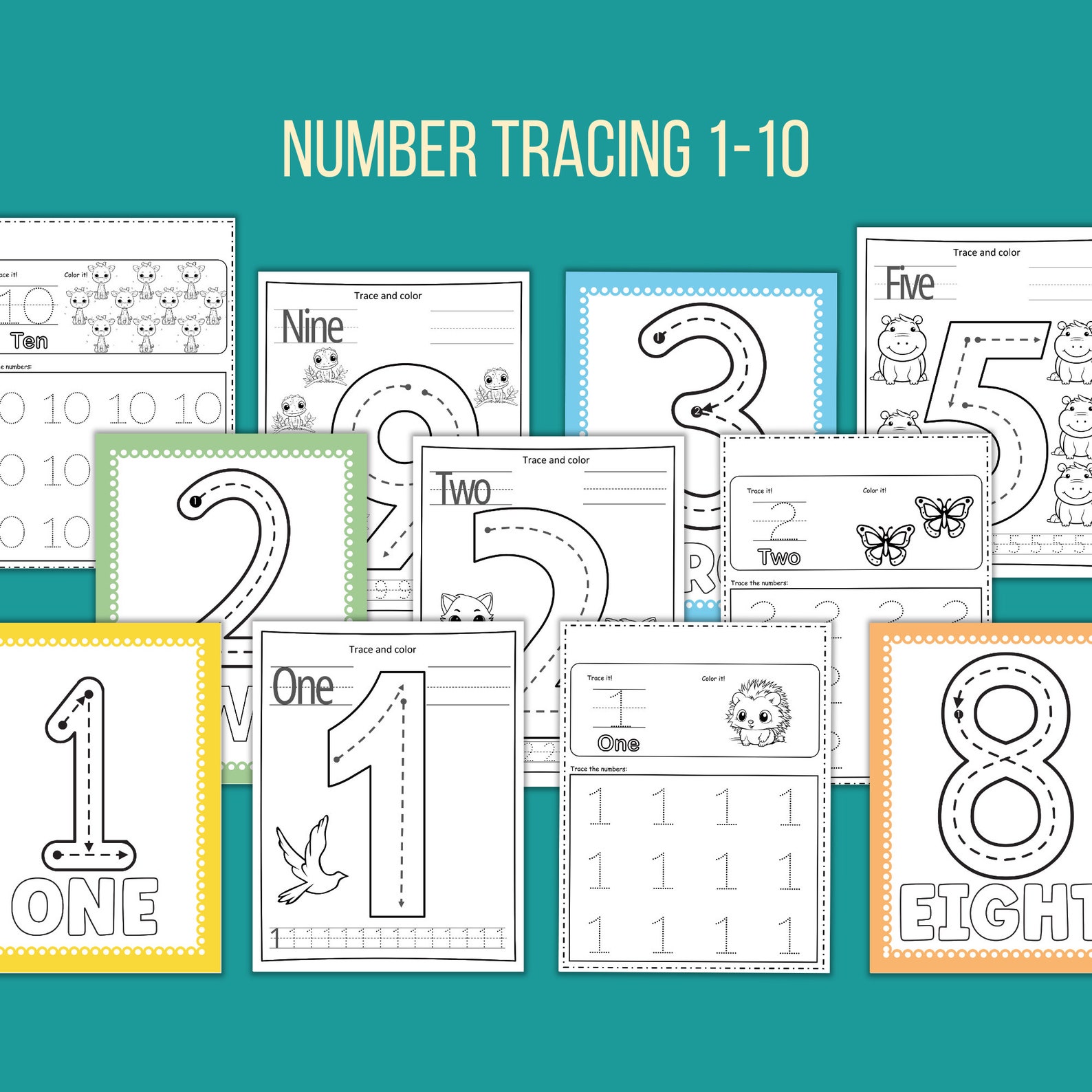 Number Tracing Worksheets for Preschool Handwriting Practice Printable ...
