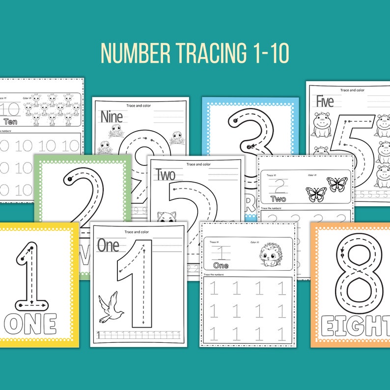 Number Tracing Worksheets for Preschool Handwriting Practice Printable ...