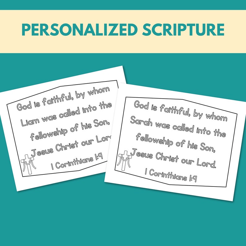Personalized Verse Coloring Sheet for Children Scripture Memory ...
