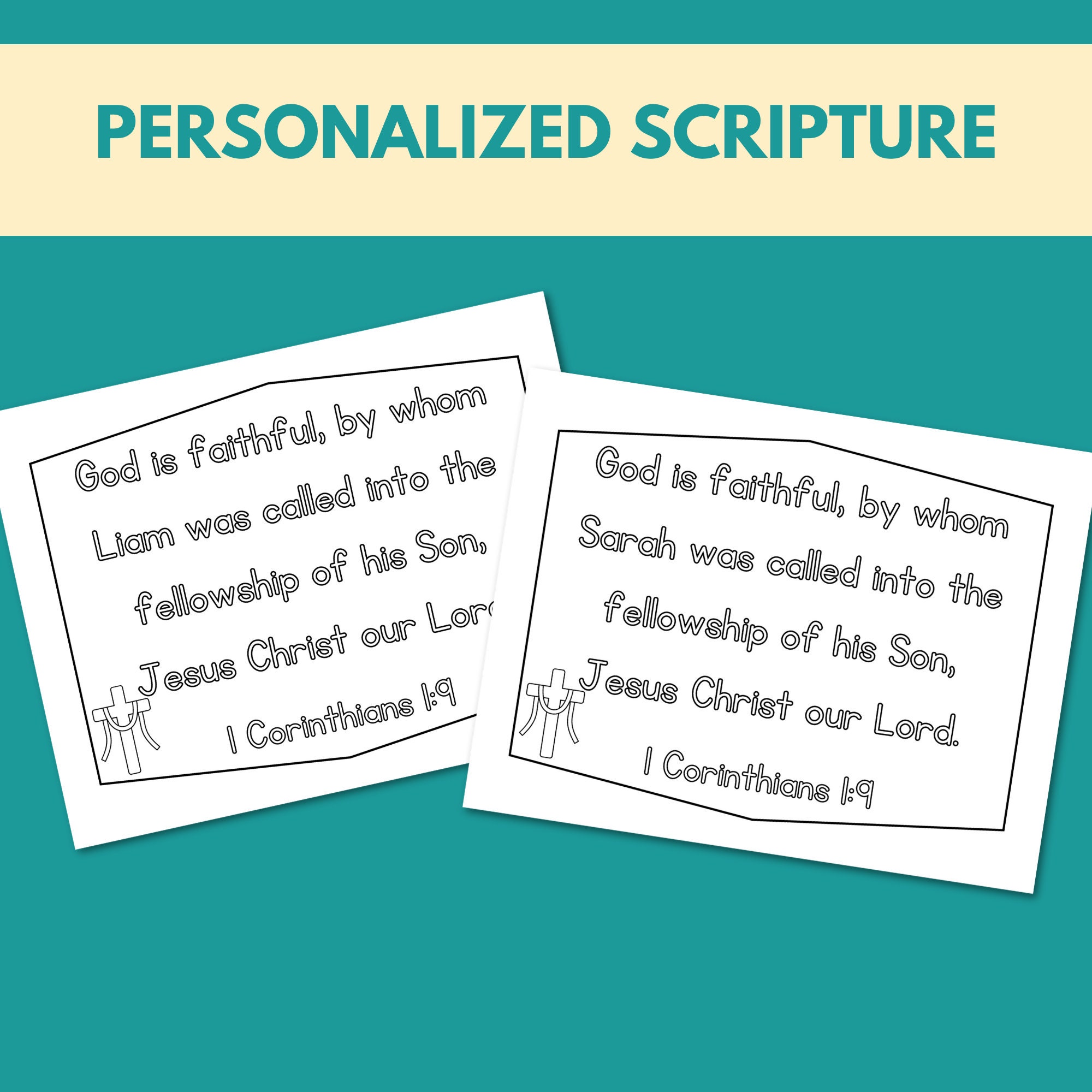 Personalized Verse Coloring Sheet for Children Scripture Memory ...