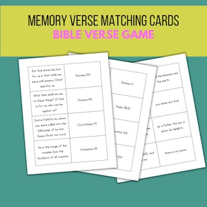 Memory Verse Matching Game, Bible Verse Cards, 20 Printable Scripture ...