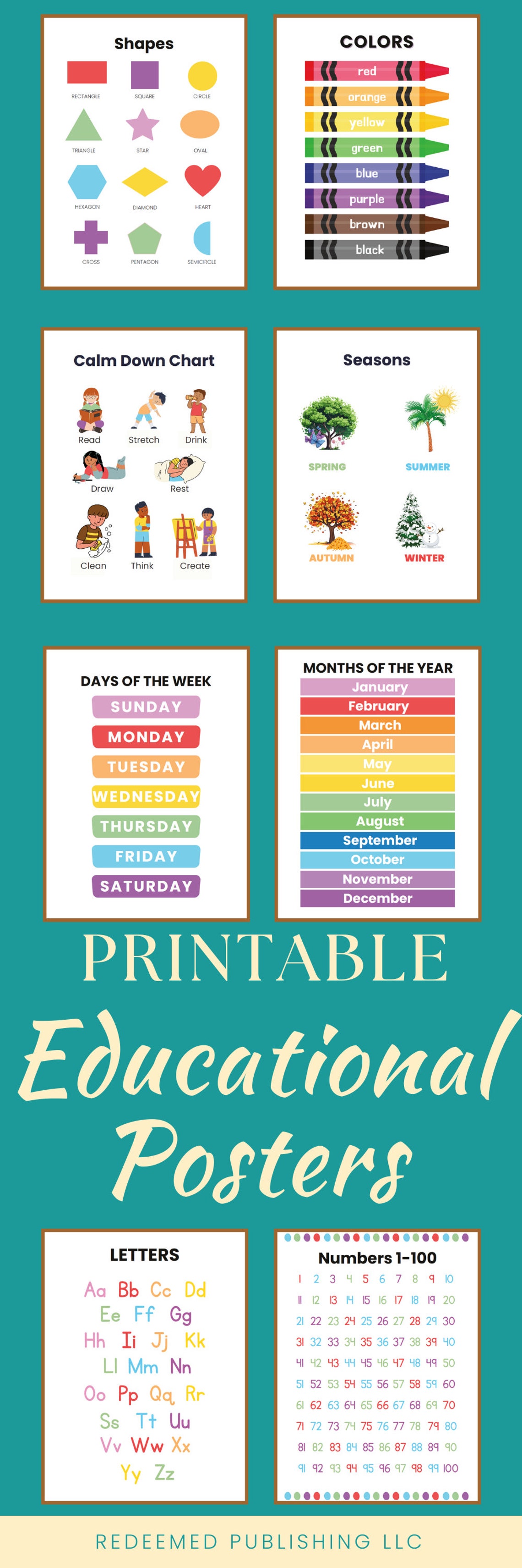 Educational Posters for Preschool and Kindergarten Homeschool Classroom ...