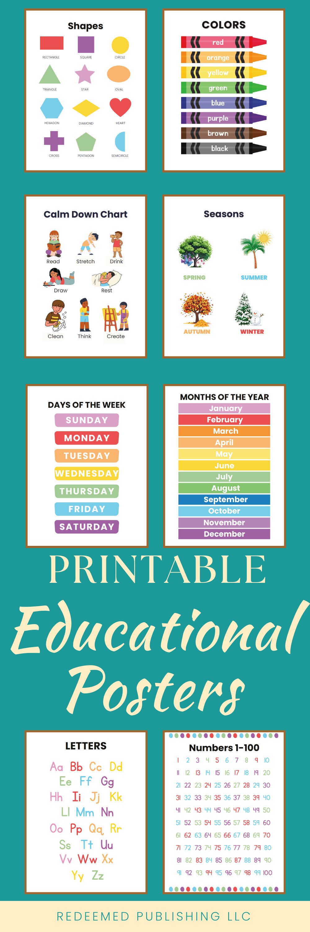Educational Posters for Preschool and Kindergarten Homeschool Classroom ...