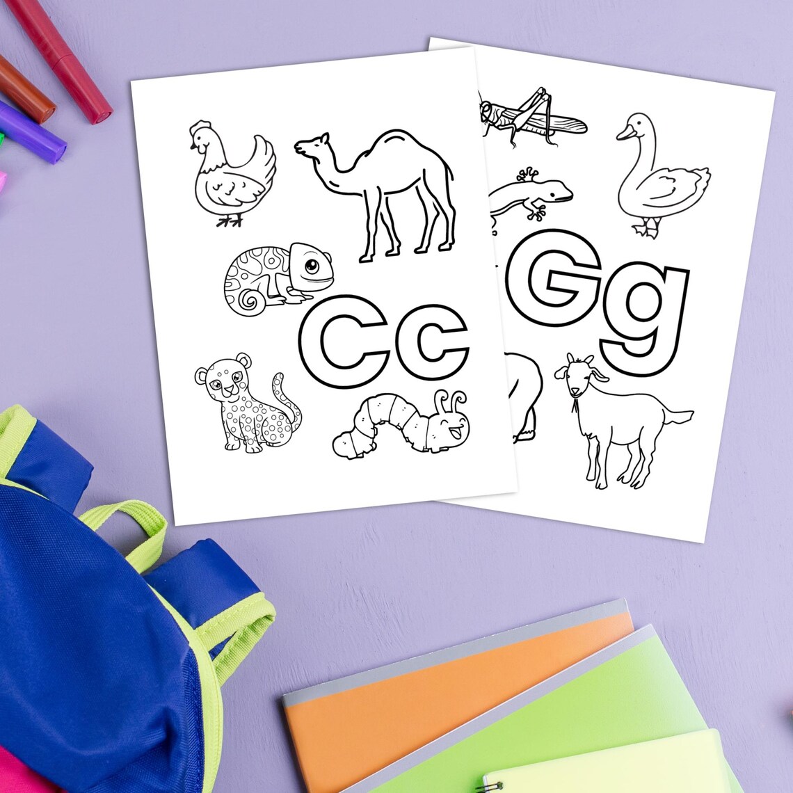 Animal Themed Alphabet Coloring Pages for Children Instant Download ...
