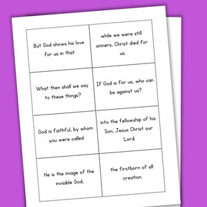 Scripture Verse Matching Game Cards for Bible Verse Memory Homeschool ...