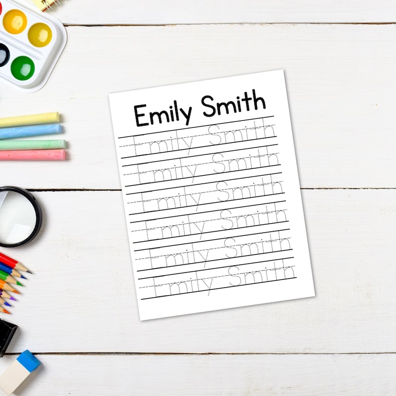 Custom Name Writing Practice Preschool Letter Tracing Printable for ...