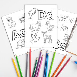 Animal Themed Alphabet Coloring Pages for Children Instant Download ...