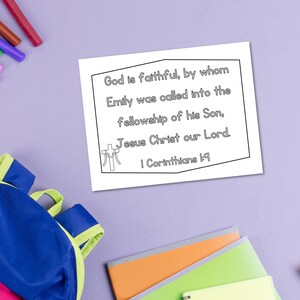 Personalized Verse Coloring Sheet for Children Scripture Memory ...