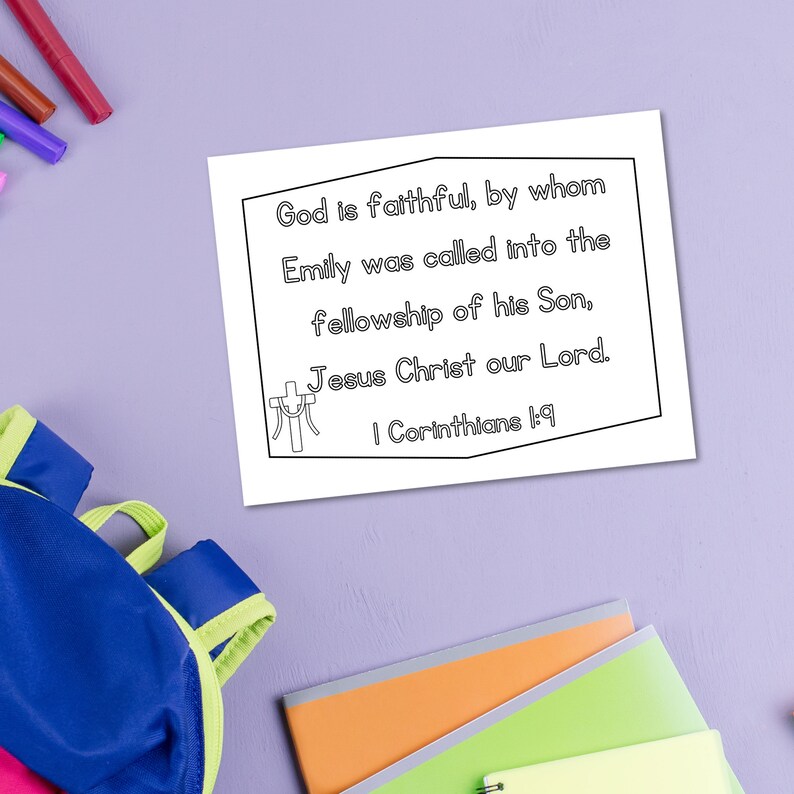 Personalized Verse Coloring Sheet for Children Scripture Memory ...
