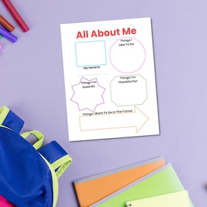 All About Me Worksheet for Preschool Student Instant Download Activity ...