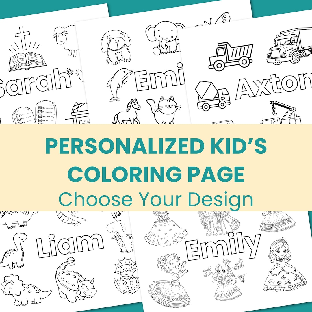 Kids Custom Coloring Page Themed Coloring for Children Personalized ...