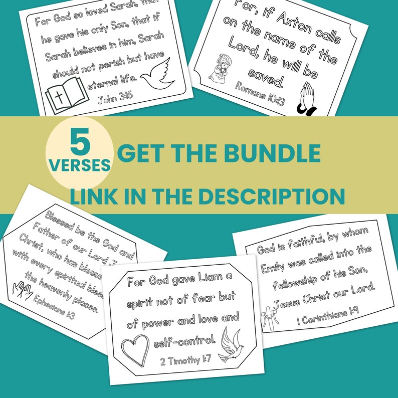 Personalized Verse Coloring Sheet for Children Scripture Memory ...