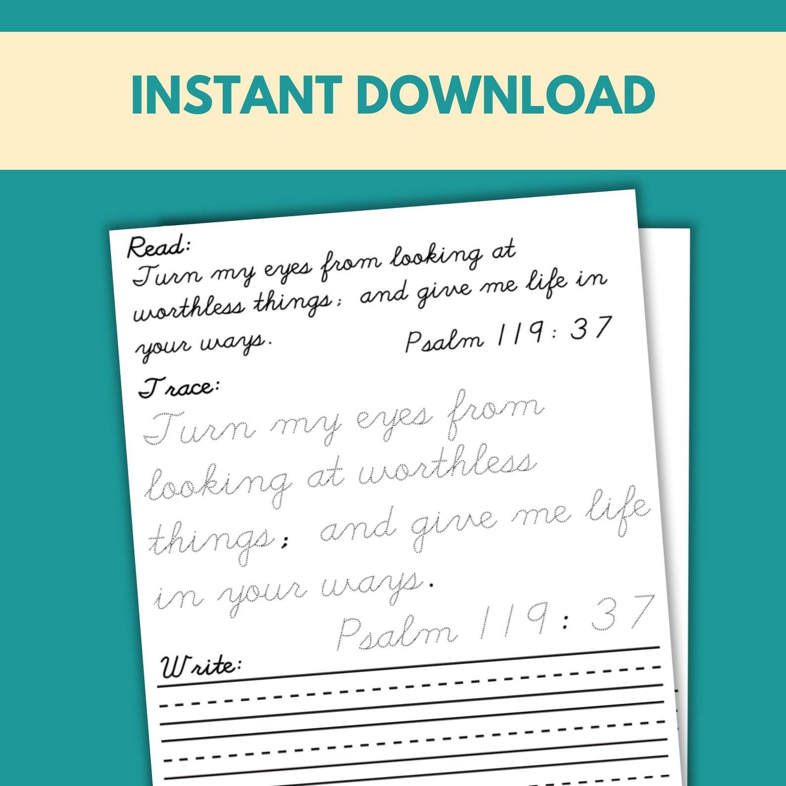 Psalms Cursive Writing for Kids Handwriting Practice Printable Psalms ...