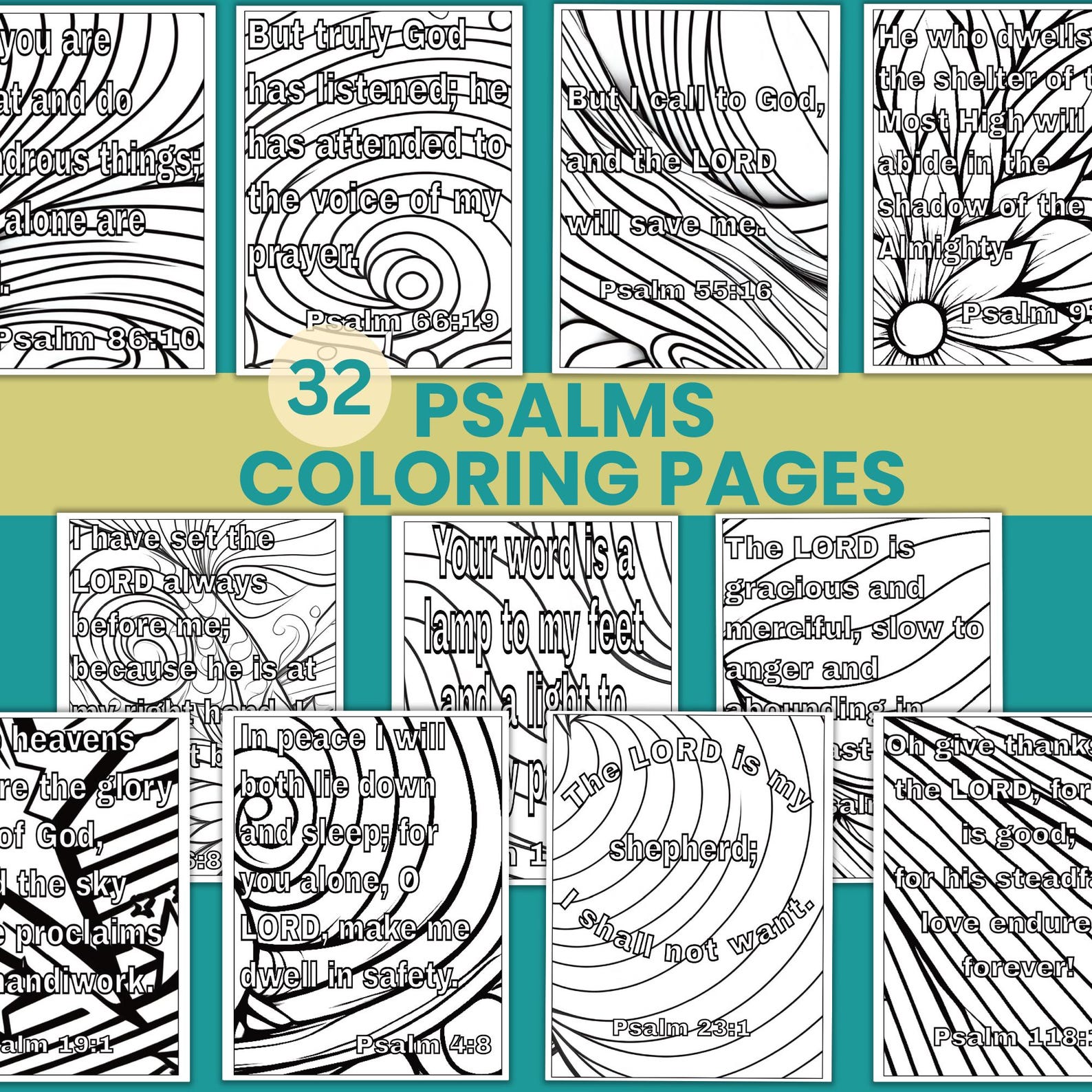 Bible Verse Coloring Pages for Kids Psalms Scripture Memory Verses for ...