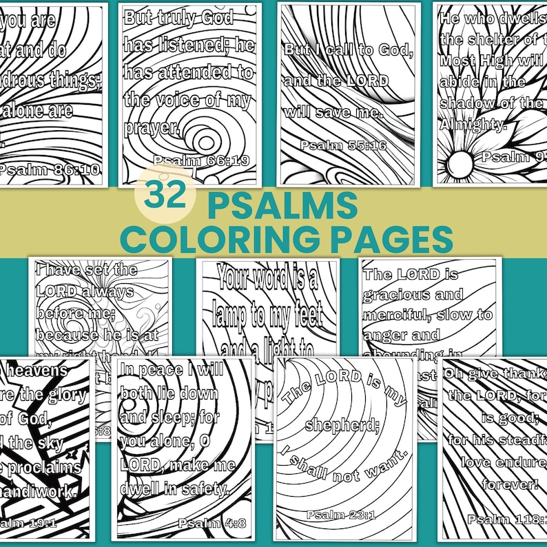 Bible Verse Coloring Pages for Kids Psalms Scripture Memory Verses for ...