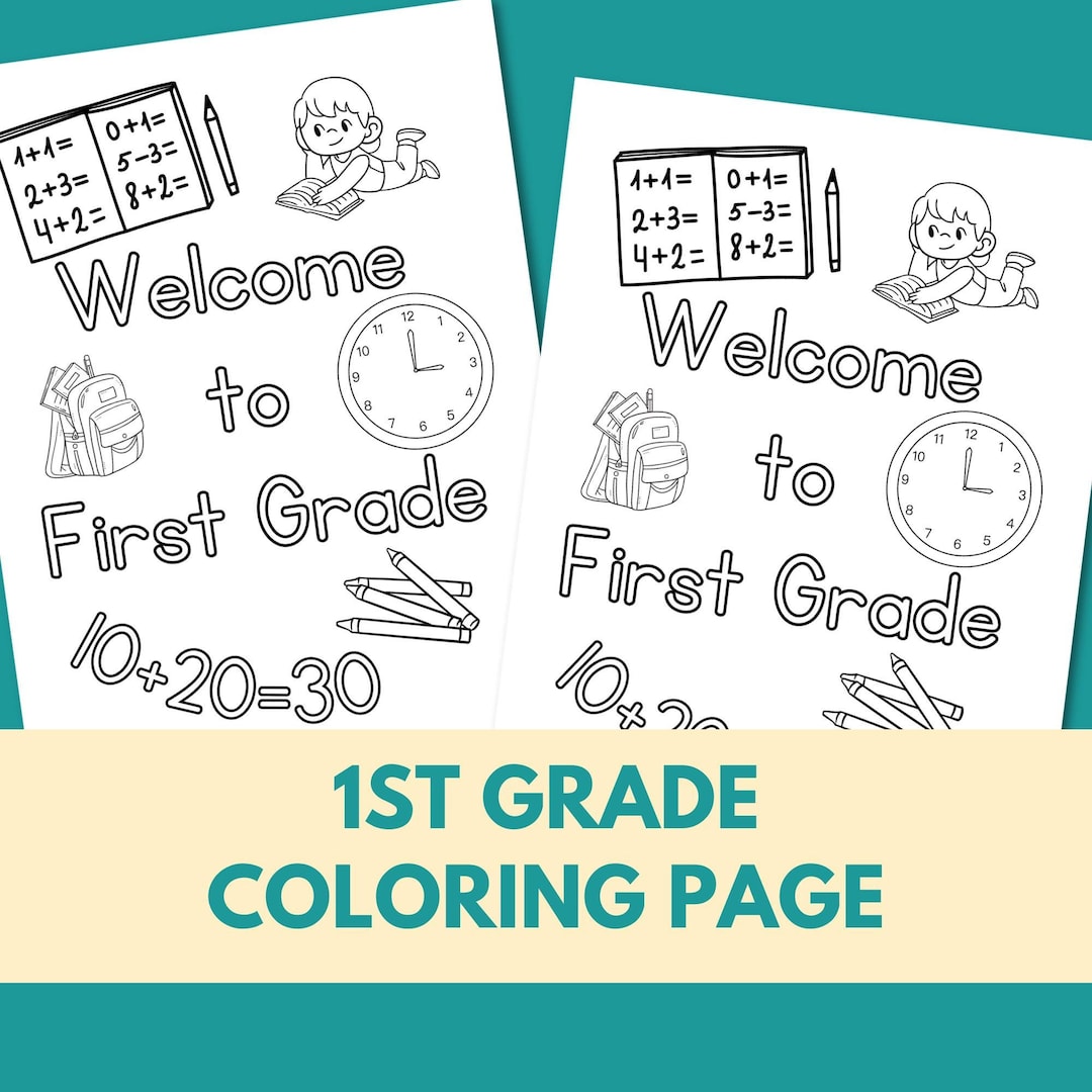 1st Grade Coloring Page for Student Back to School Activity Instant ...