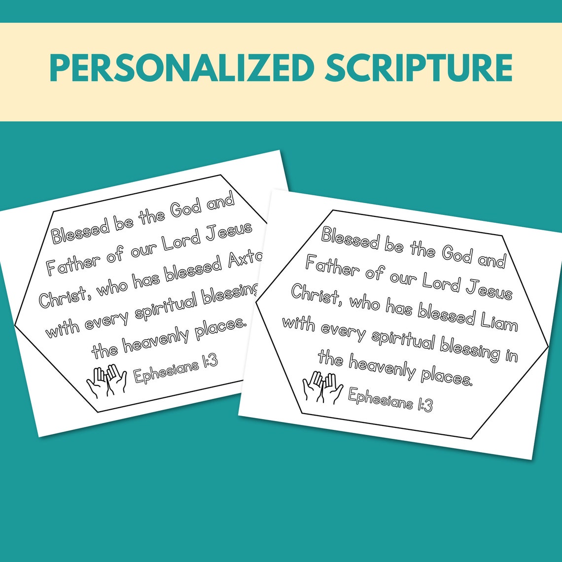 Personalized Bible Verse Coloring Page for Children Scripture Memory ...