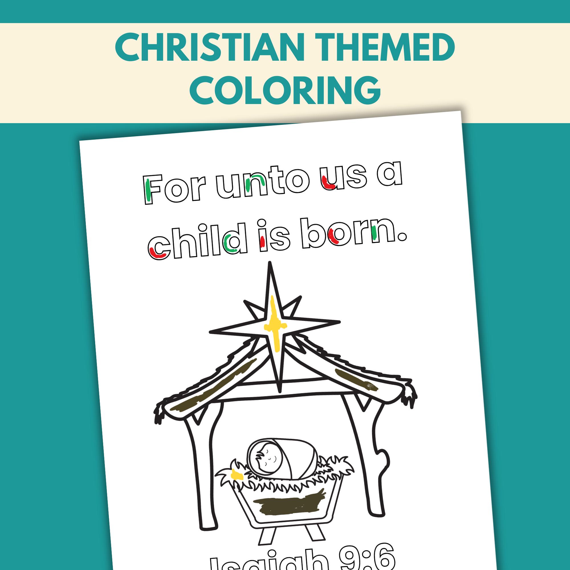 Christmas Coloring Pages for Kids Christian Themed Coloring Activity ...
