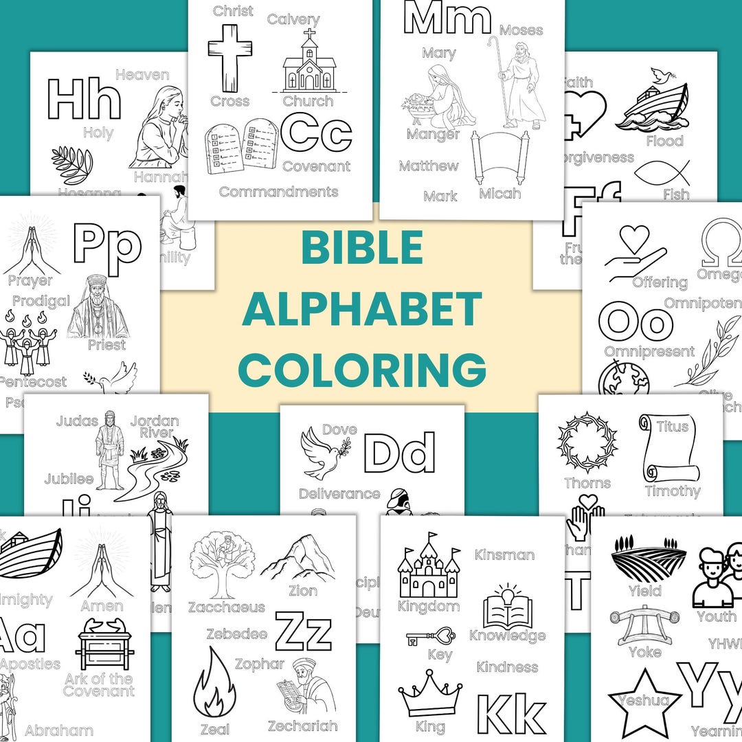 Bible Alphabet Coloring for Christian Homeschool Printable Coloring ...