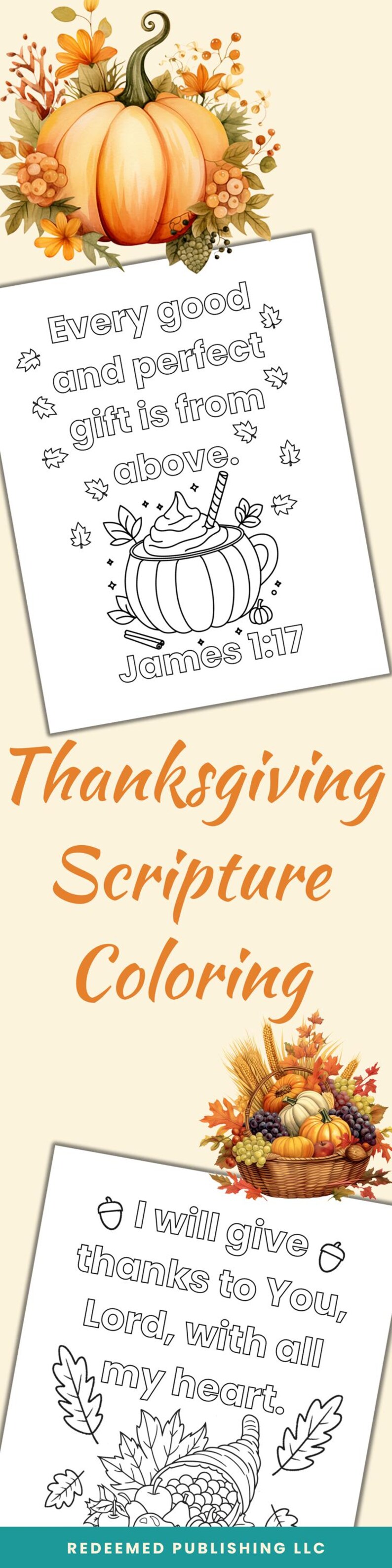 Thanksgiving Scripture Verse Coloring Pages for Kids Table Busy Work ...
