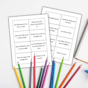 Scripture Verse Matching Game Cards for Bible Verse Memory Homeschool ...