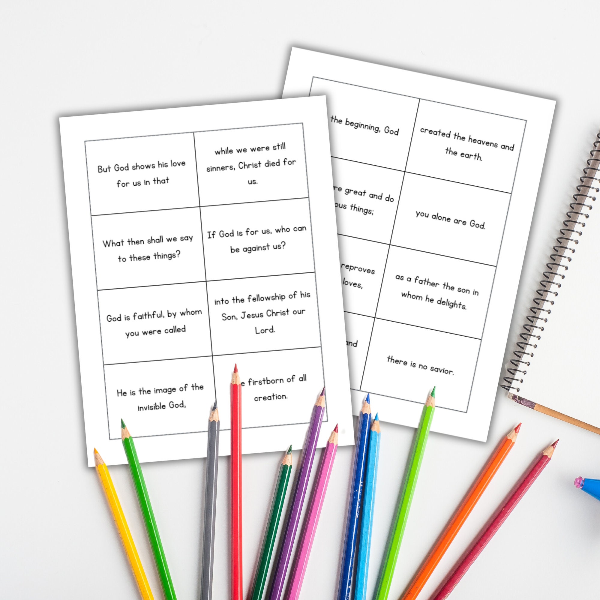 Scripture Verse Matching Game Cards for Bible Verse Memory Homeschool ...