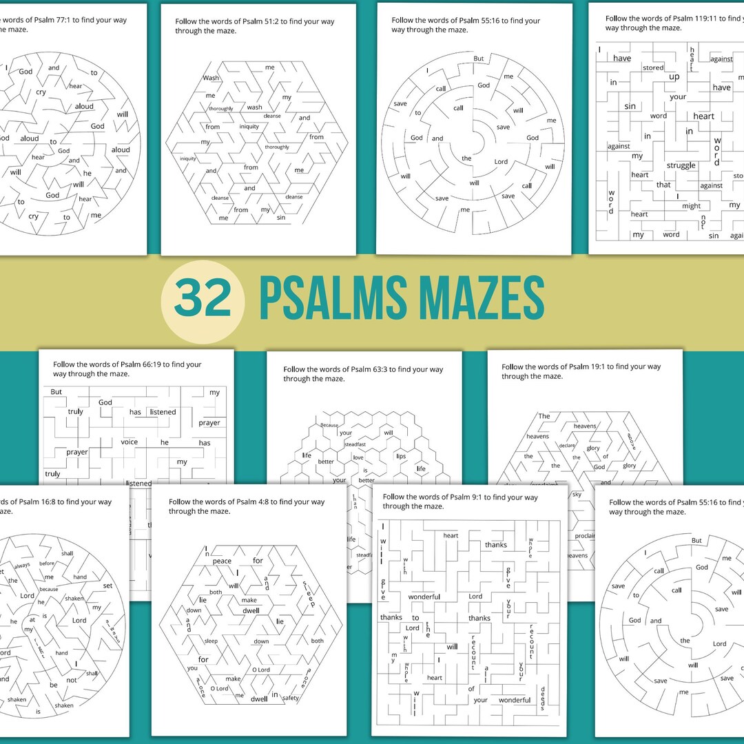 Scripture Memory Mazes for Kids Psalms Bible Study Activities for ...