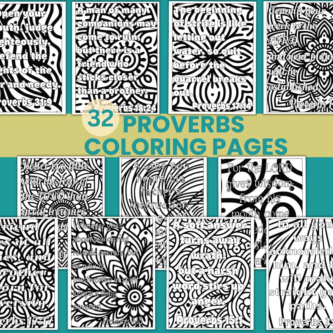 Proverbs Coloring Pages for Children Scripture Memory Activities for ...