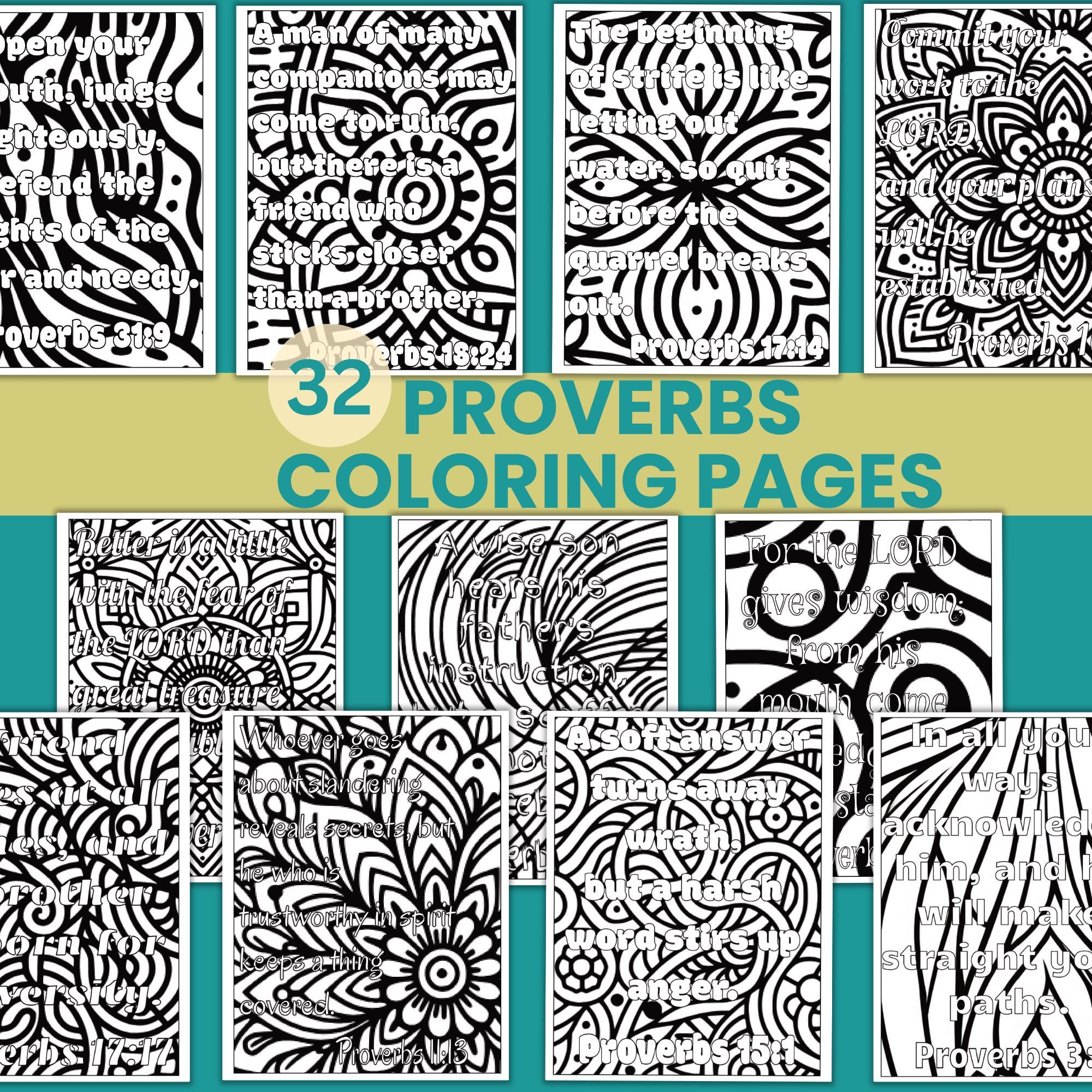 Proverbs Coloring Pages for Children Scripture Memory Activities for ...