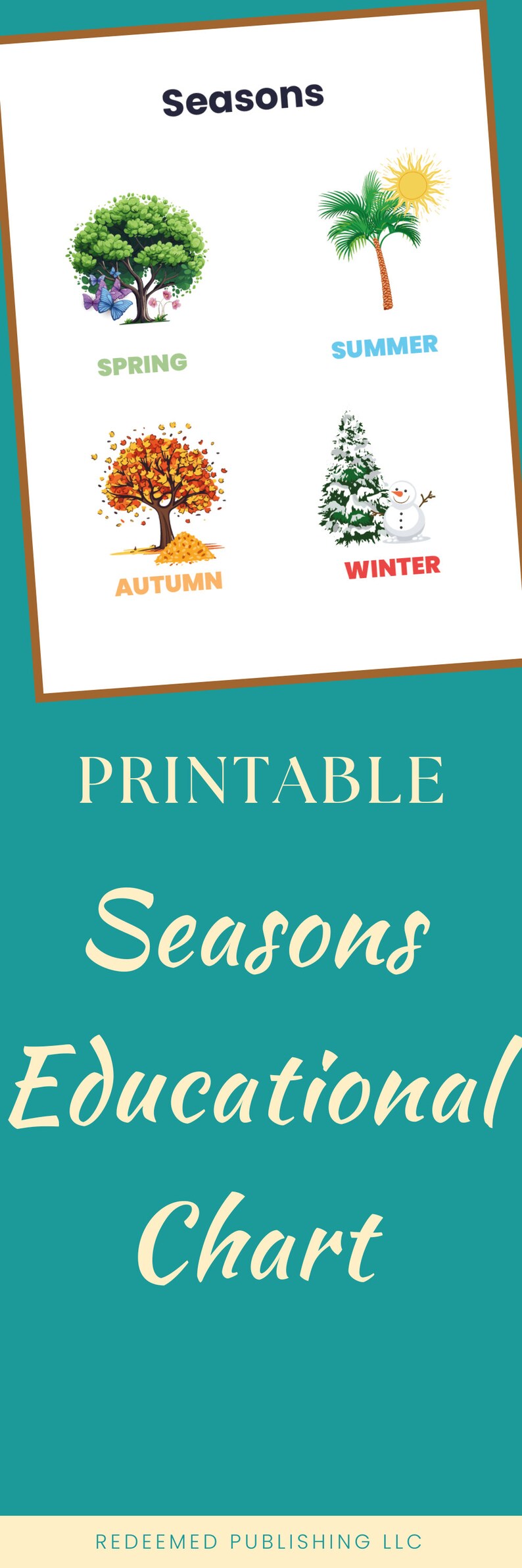 Seasons Chart for Homeschool Educational Poster Colorful Kids Room ...