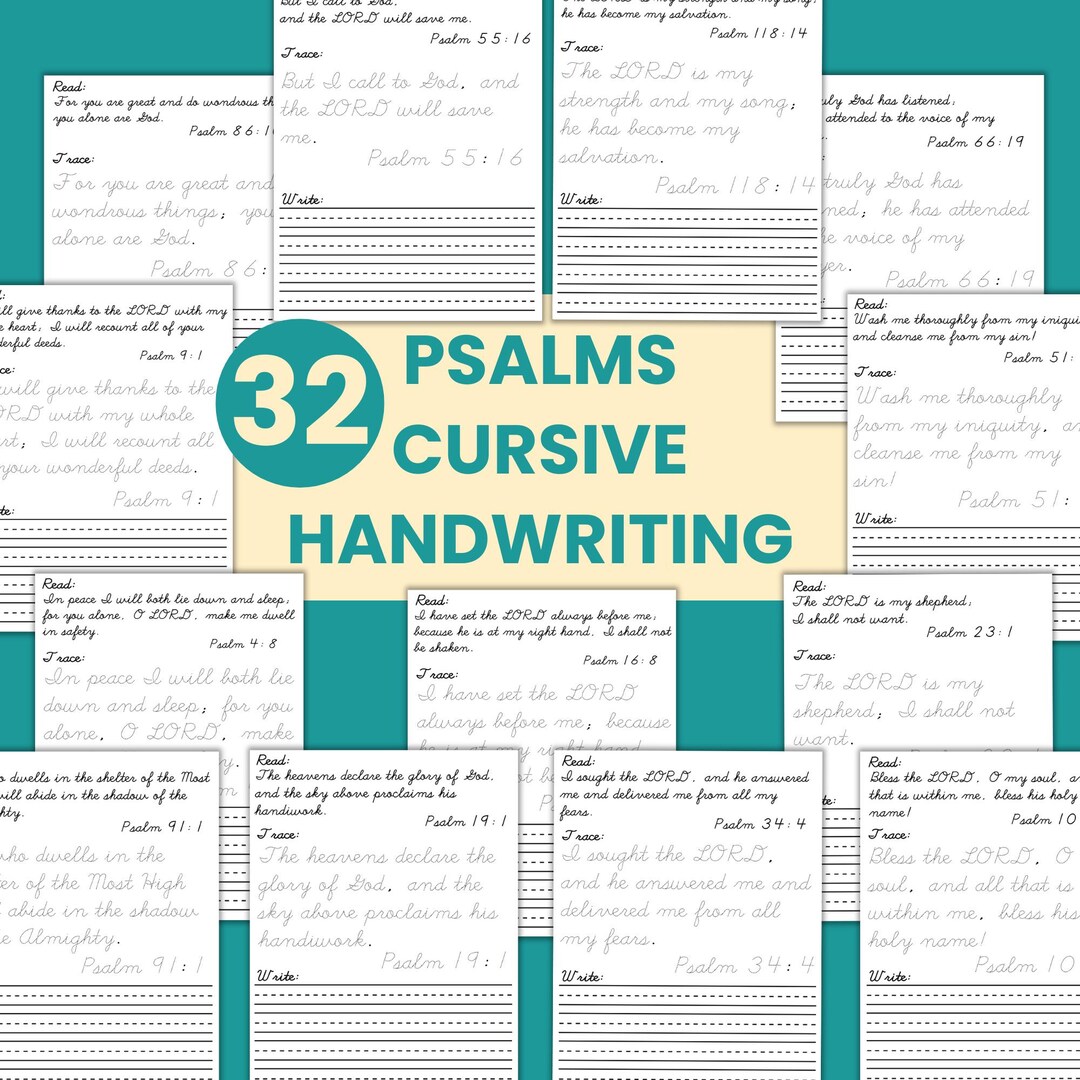 Psalms Cursive Writing for Kids Handwriting Practice Printable Psalms ...