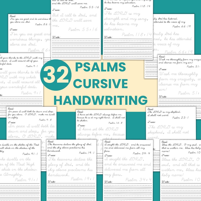 Psalms Cursive Writing for Kids Handwriting Practice Printable Psalms ...