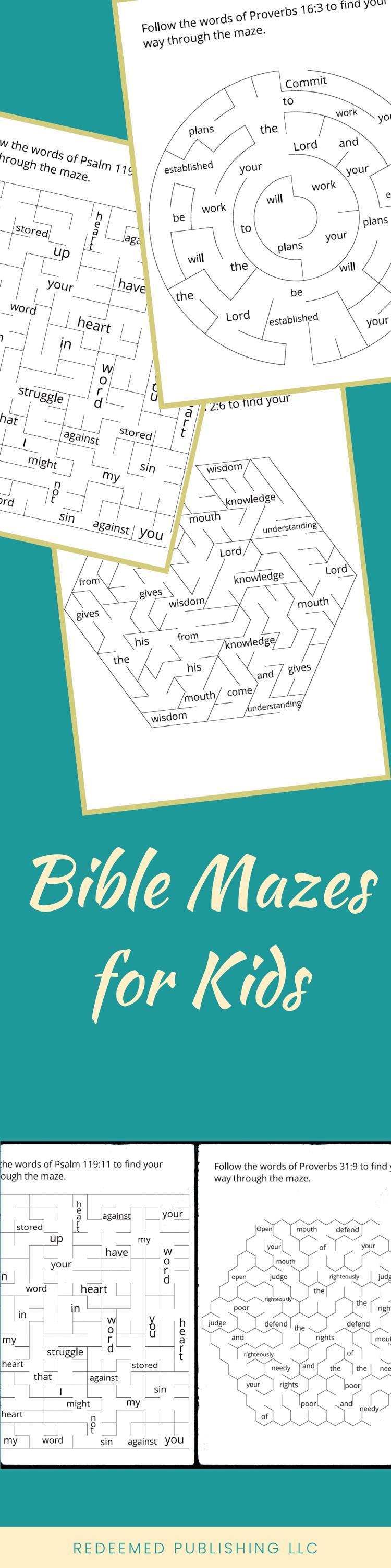 Mazes Bundle for Kids Scripture Memory Verses Instant Download for ...