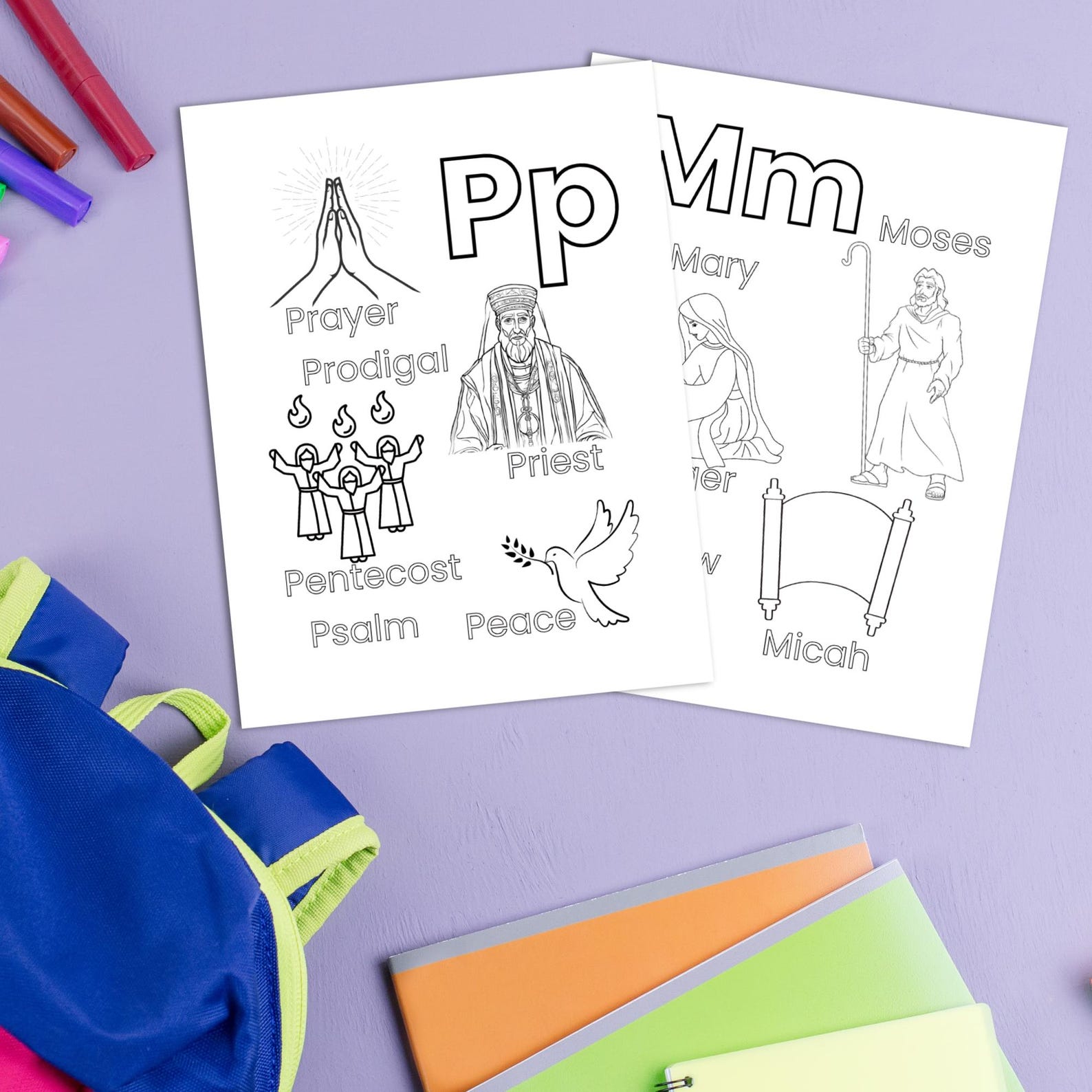 Bible Alphabet Coloring for Christian Homeschool Printable Coloring ...