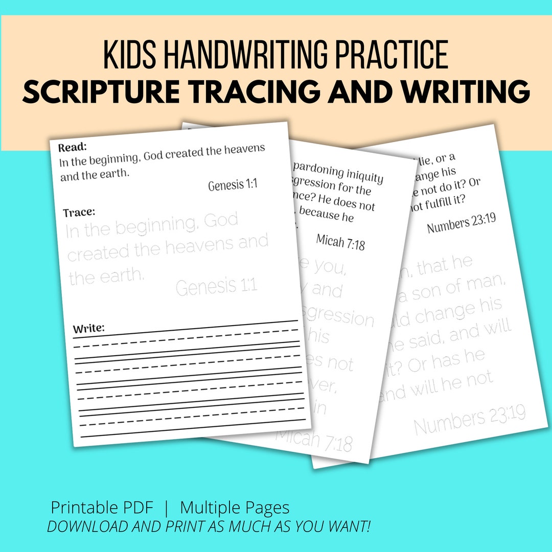 Character of God Scripture Handwriting Practice Sheets, Printable Bible ...