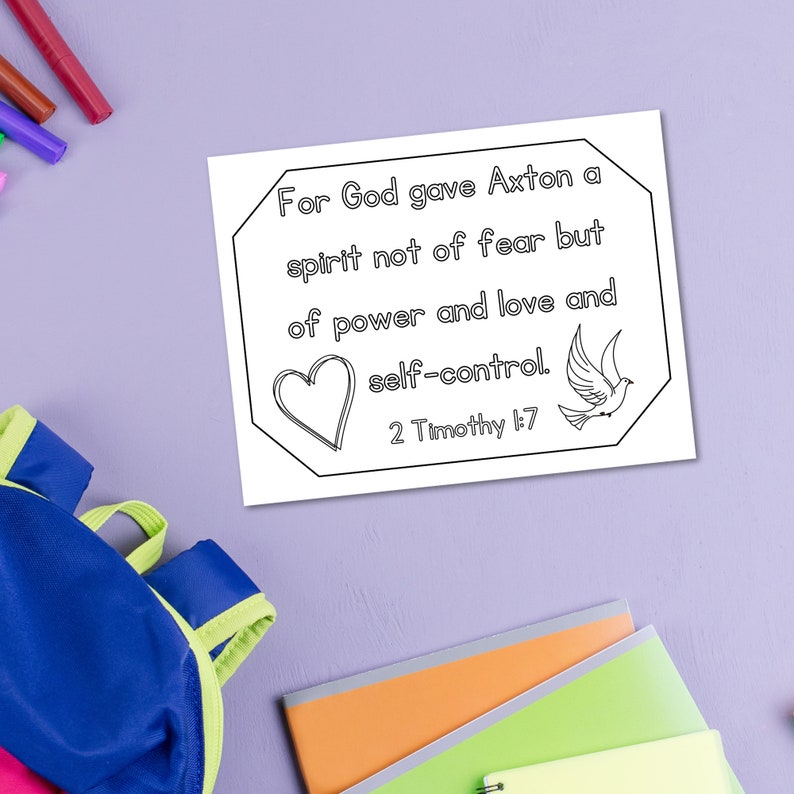 Personalized Scripture Coloring Page for Kids Bible Verse Memory ...