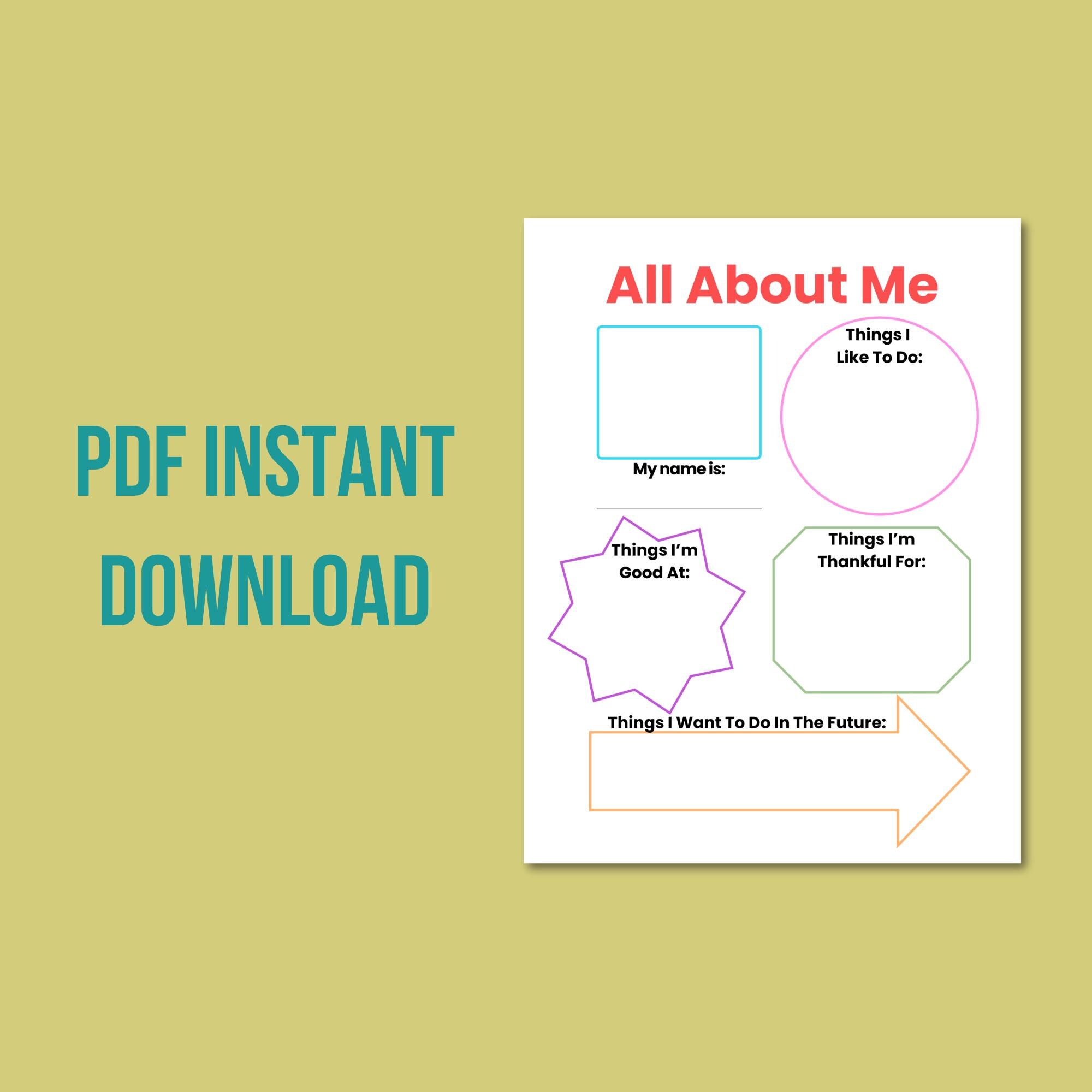 All About Me Worksheet for Preschool Student Instant Download Activity ...