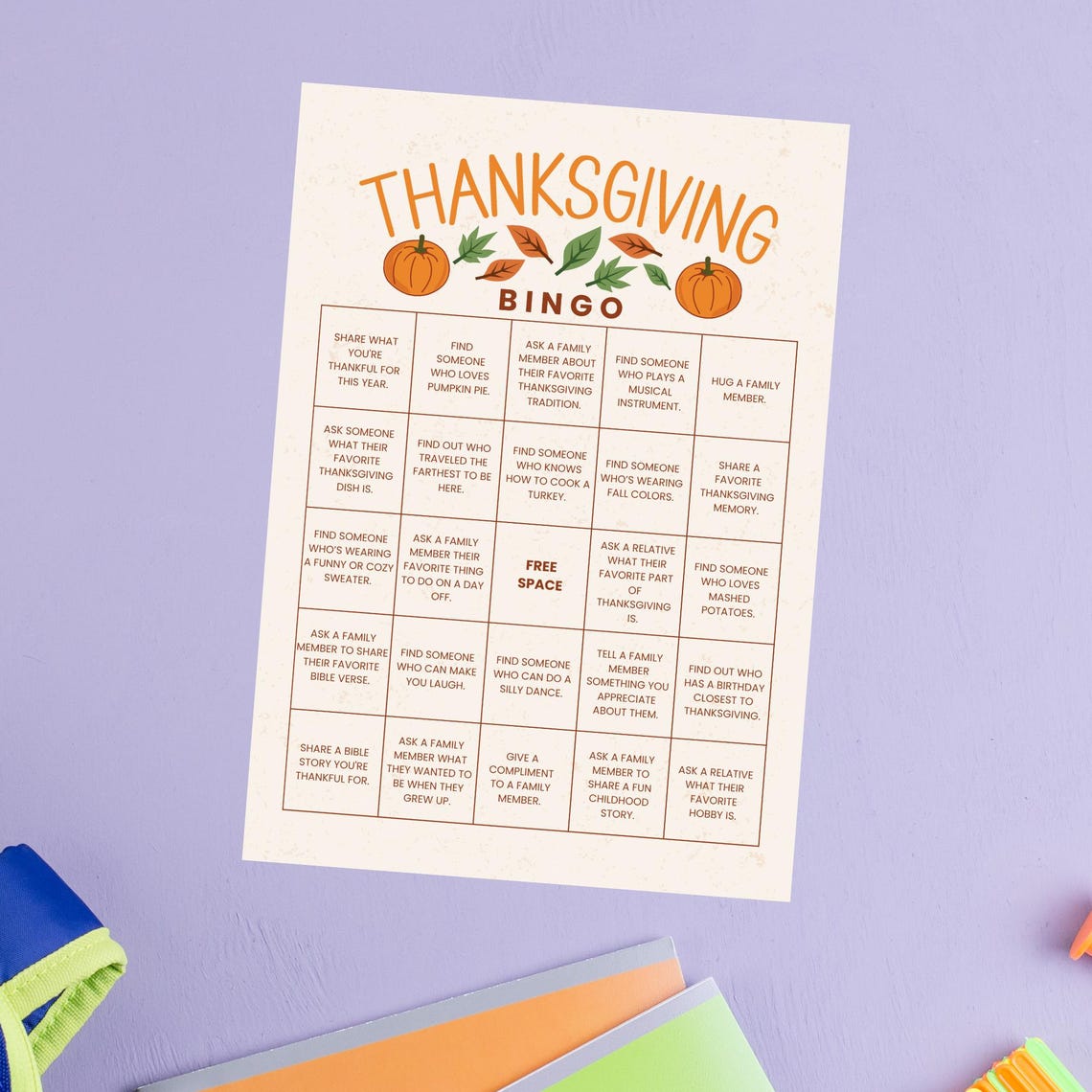 Thanksgiving Bingo for Kids Printable Family Holiday Game for Kids ...