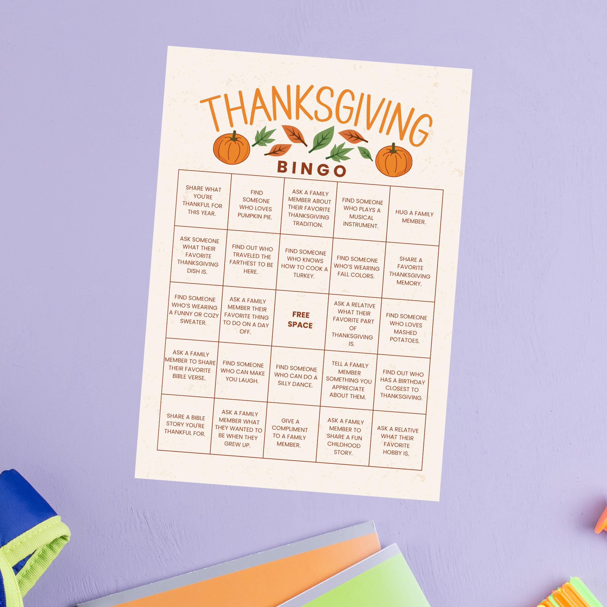 Thanksgiving Bingo for Kids Printable Family Holiday Game for Kids ...