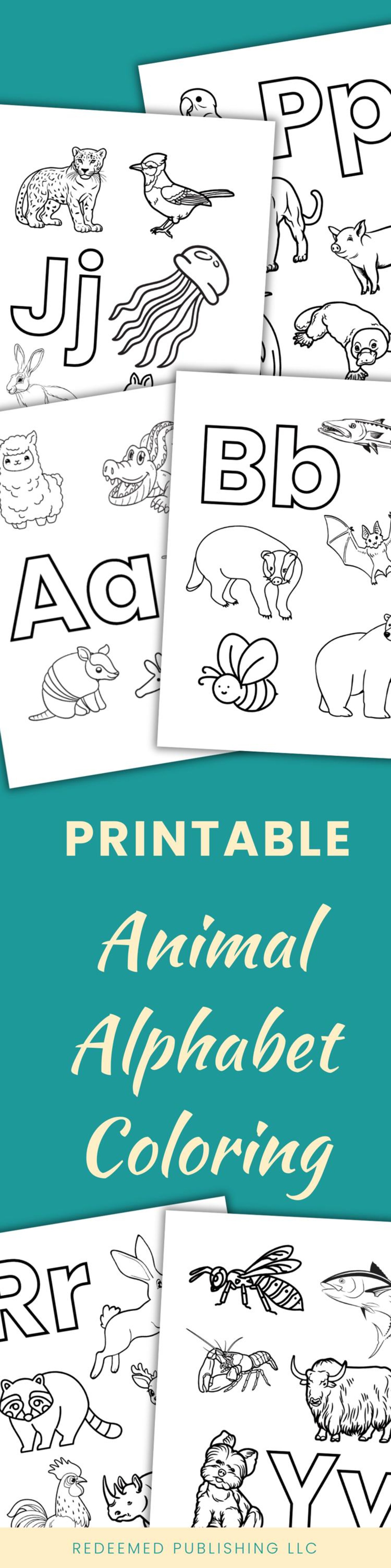 Animal Themed Alphabet Coloring Pages for Children Instant Download ...