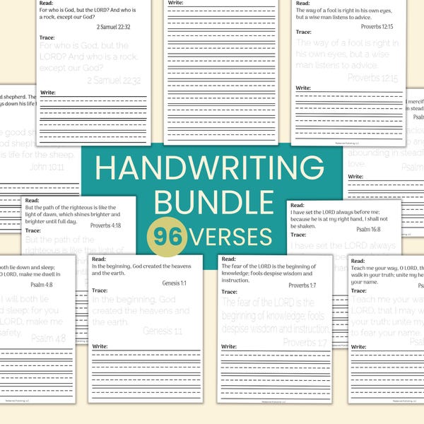 Letter Tracing Practice Worksheets for Student Handwriting Memory Verse ...