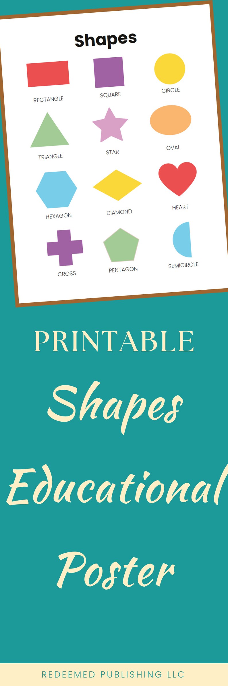 Shapes Poster for Kids Educational Wall Art Colorful Decor for Children ...