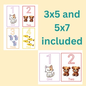 Number Flash Cards for Homeschool Curriculum Educational Cards Animal ...