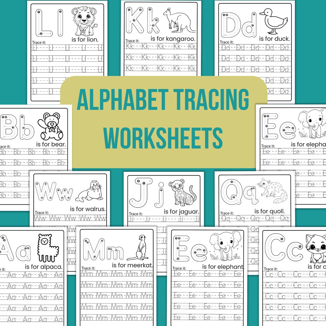 Alphabet Tracing Worksheets for Homeschool Instant Download Activities ...