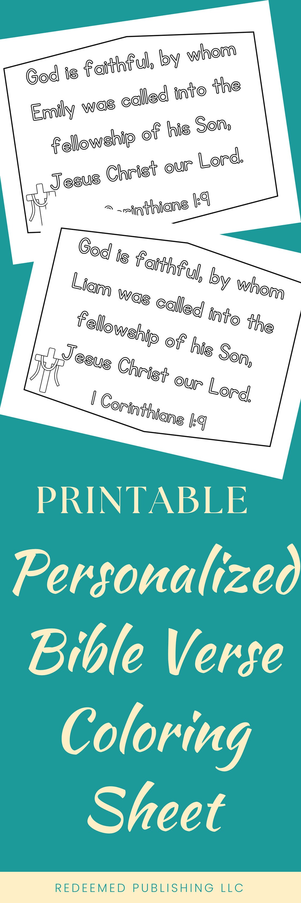 Personalized Verse Coloring Sheet for Children Scripture Memory ...